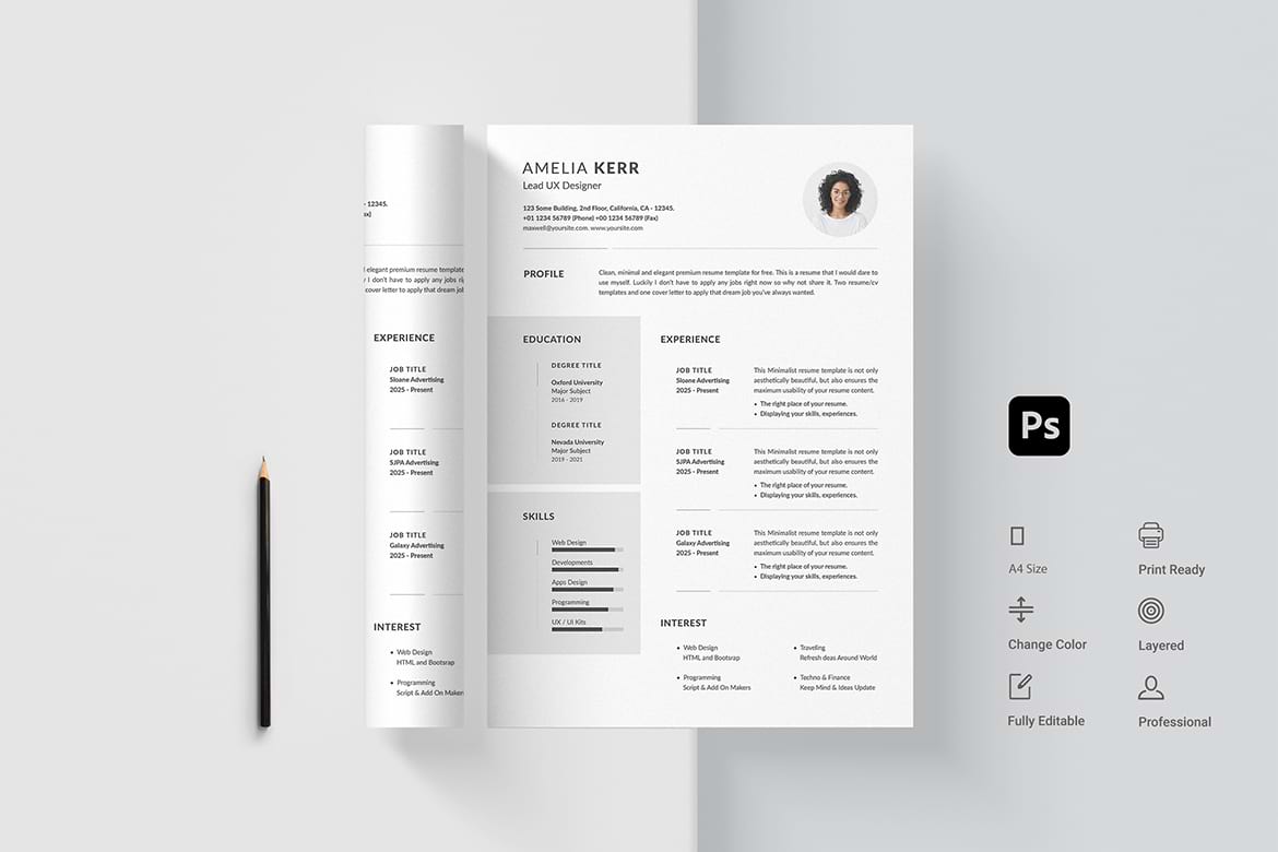 Minimal CV Resume Template - Vol. 01 - digitalfiles.net